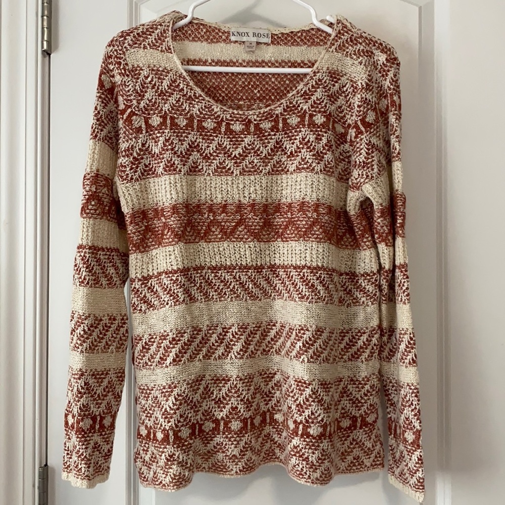 Lightweight Cream And Rose Colored Sweater - Gem